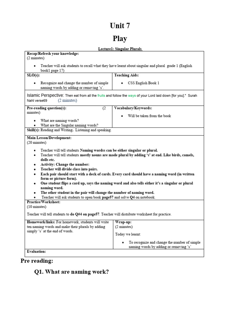 English Grade 1 Unit 7 | PDF | Languages | Foreign Language Studies