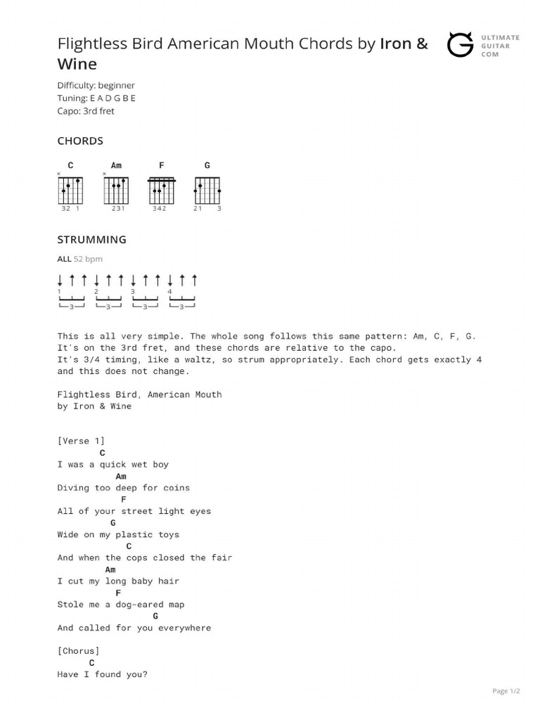 Flightless Bird American Mouth Chords | PDF