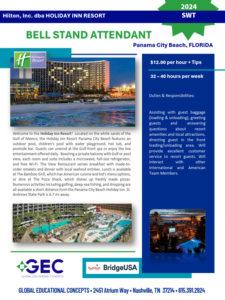 Bell Stand Attendant Job in Panama City | PDF | Resort | Beach