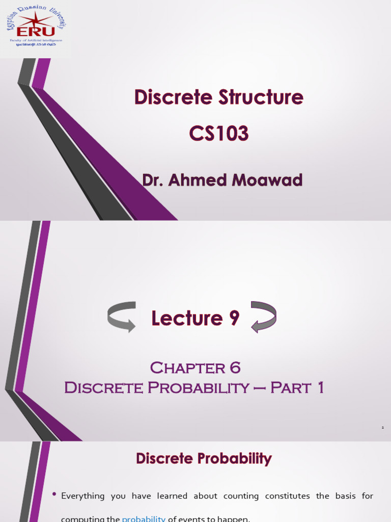 Lecture 9 - Discrete Structure - Discrete Probability - Part 1 | PDF | Probability Distribution ...