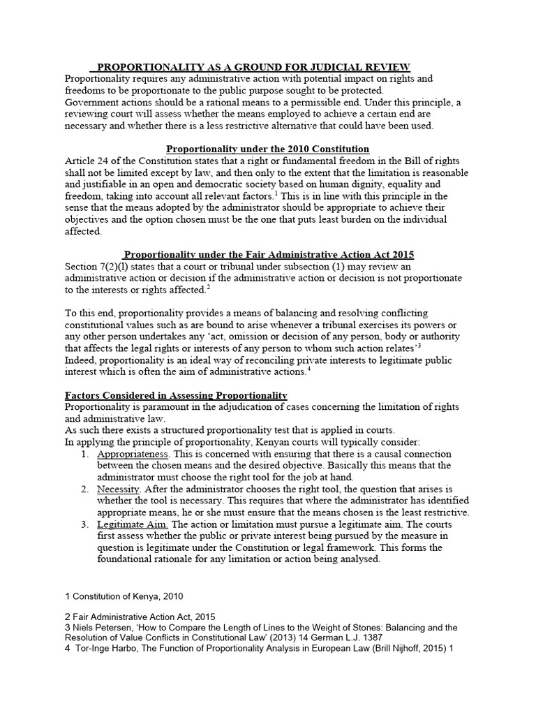 Proportionality As A Ground For Judicial Review | PDF | Certiorari | Common Law
