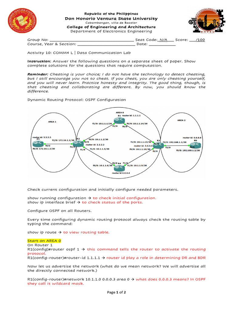 OSPF Configuration Lab Guide | PDF | Computer Network | Routing