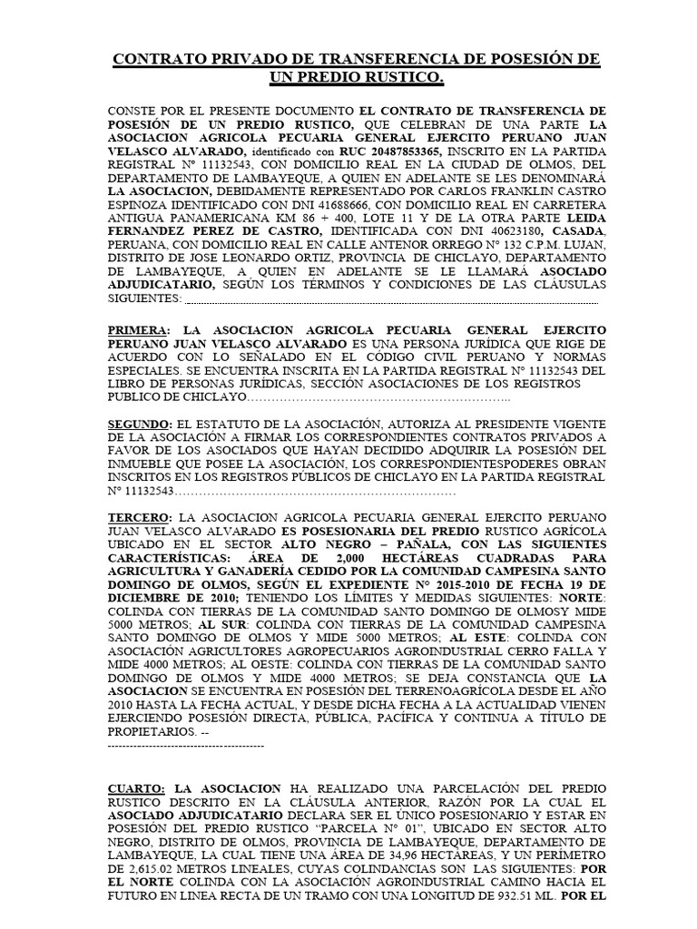 Transferencia de Posecion Lote01 Leida Fernandez 001 | PDF | Propiedad ...