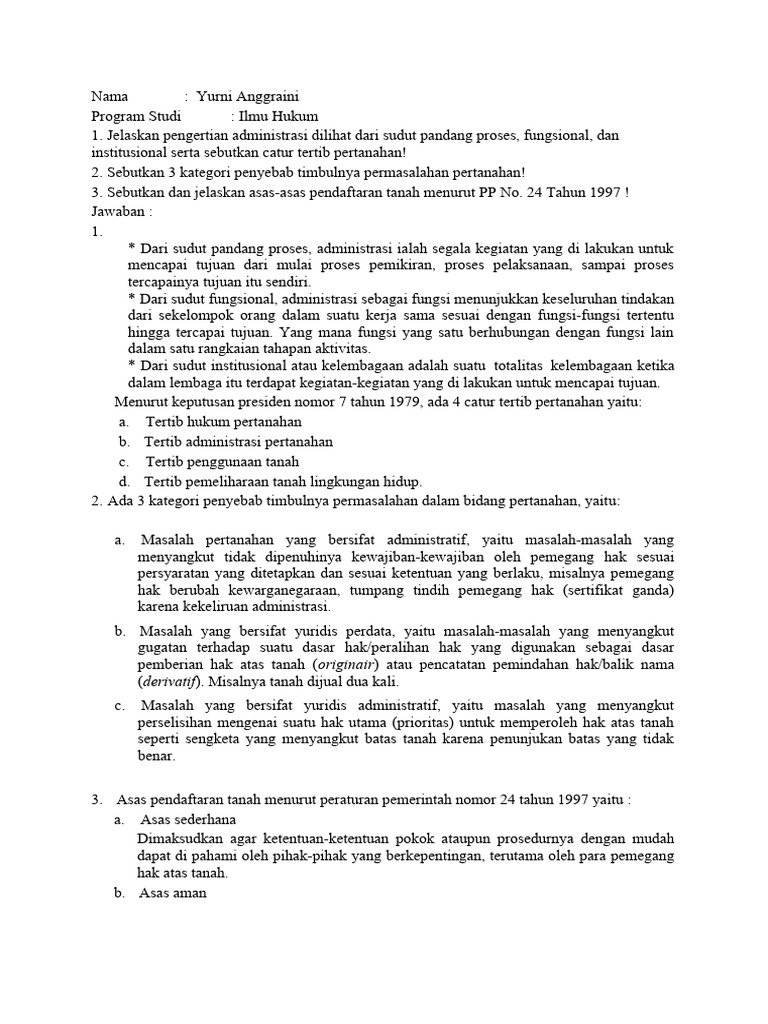 TUGAS 1 Administrasi Pertanahan | PDF