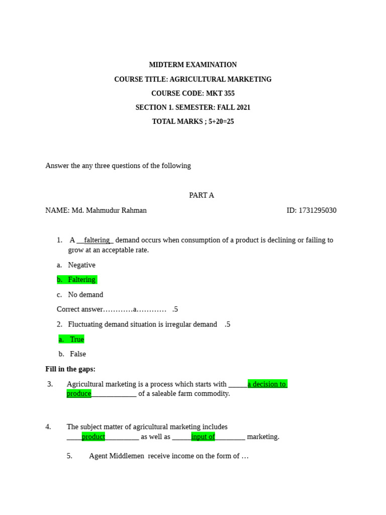 Md Mahmudur Rahman Mid Pdf Demand Price Elasticity Of Demand