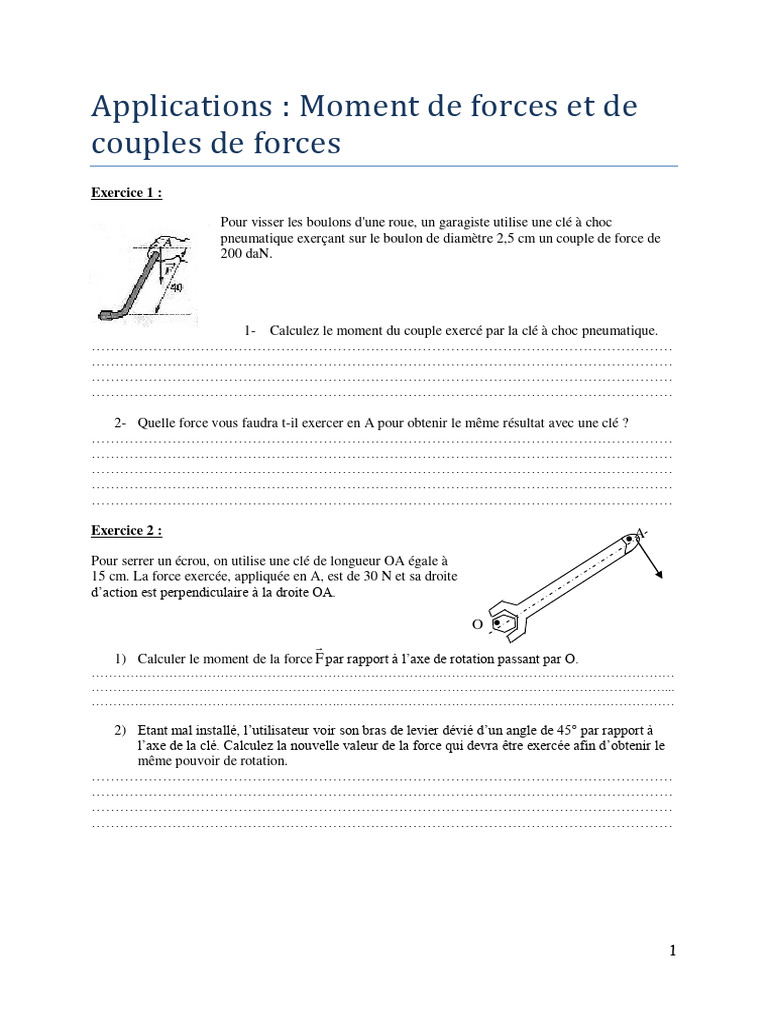 Exercices sur le moment de forces | PDF | Ordinateurs
