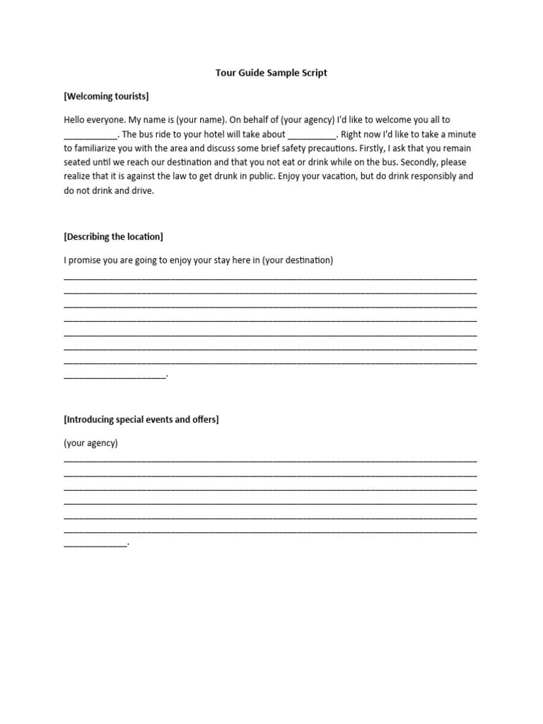 Tour Guide Sample Script | PDF | Tourism | Money