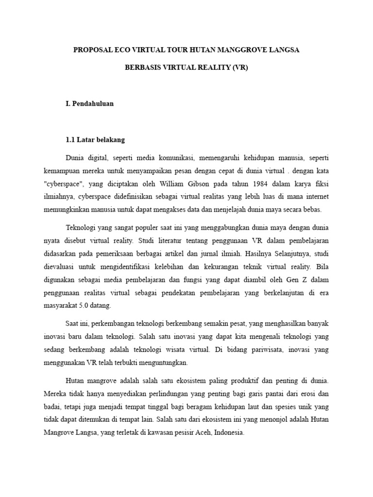 Proposal Eco Virtual Tour Hutan Manggrove Langsa 1 | PDF