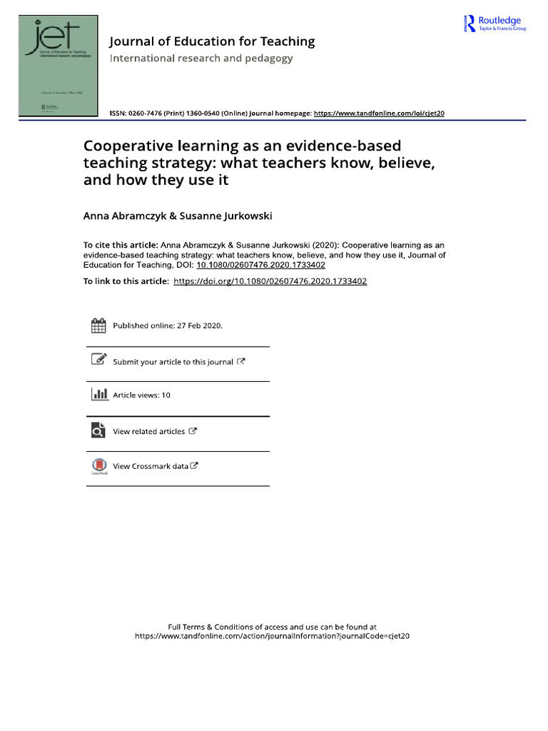 Cooperative Learning | PDF