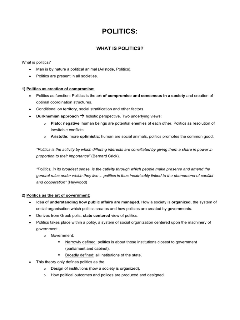 Notes Political Science | PDF | Institution | Democracy