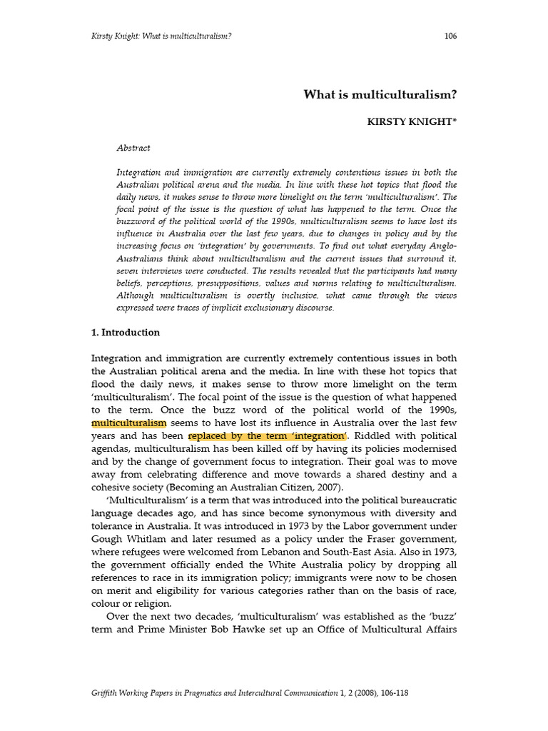 What+is+multiculturalism | PDF | Multiculturalism | Identity (Social ...