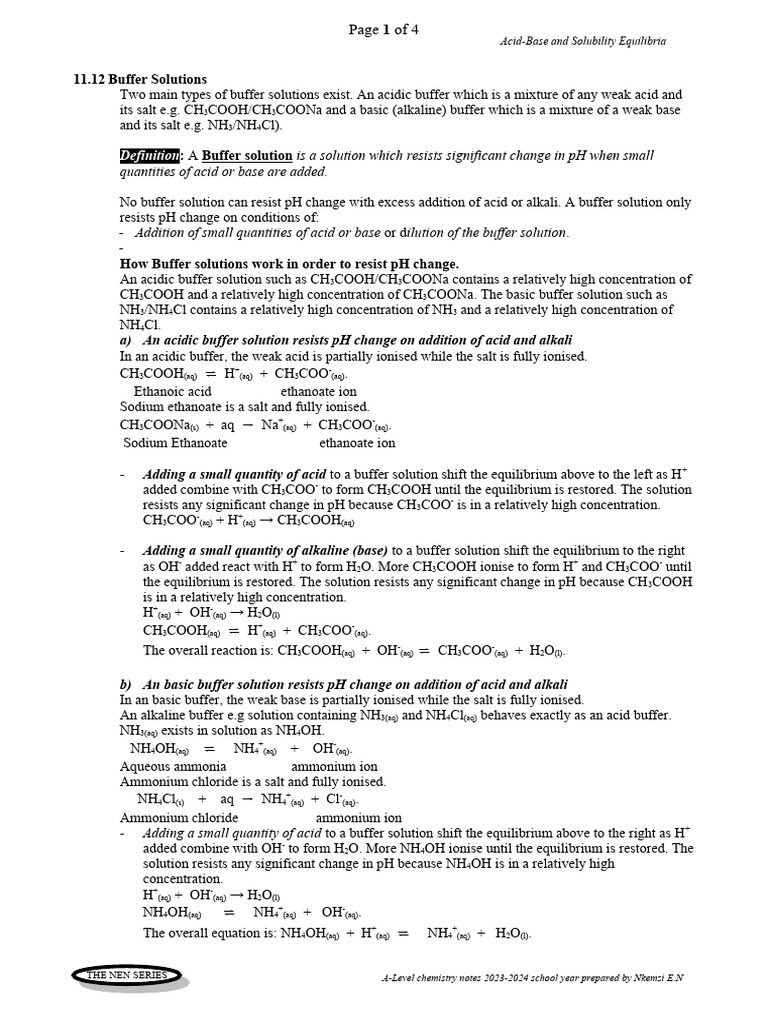 11. Acid-Base Equilibria 01-TEXTBOOK - TCHA | PDF | Buffer Solution | Salt (Chemistry)
