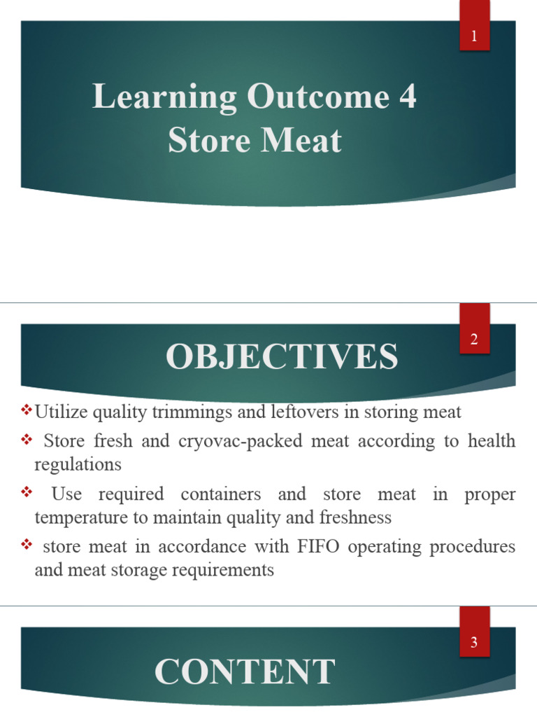 Edited - Lo4. Store Meat | PDF | Curing (Food Preservation) | Food Storage