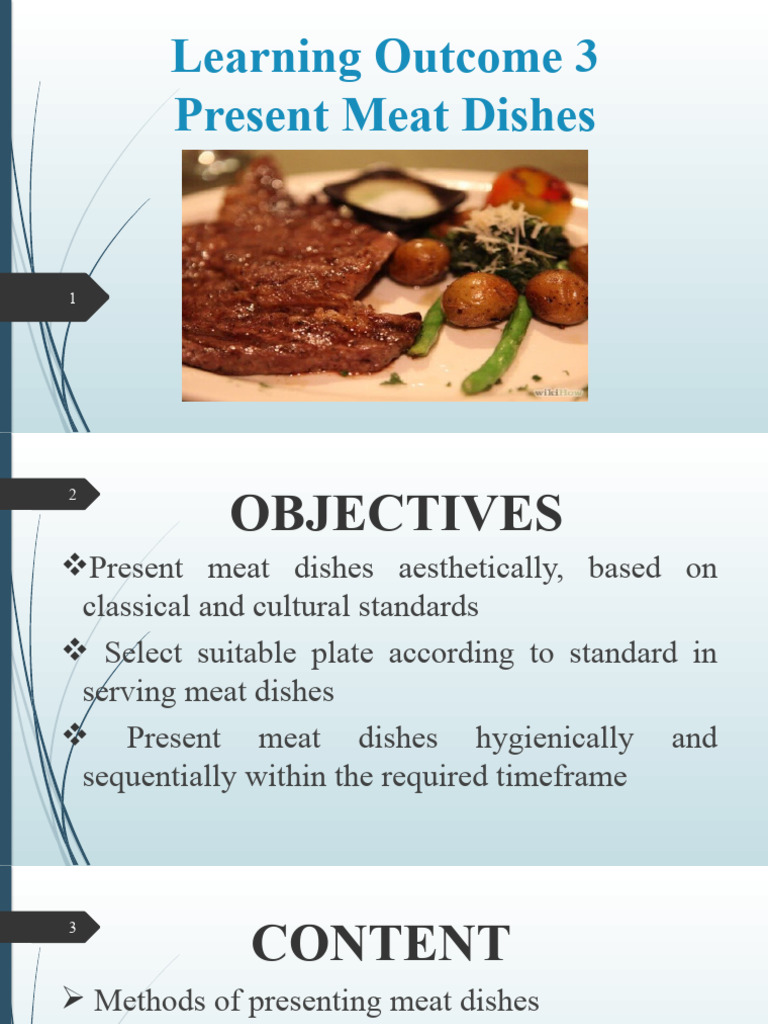 Aesthetic Meat Dish Presentation Guide | PDF | Foods | Cuisine