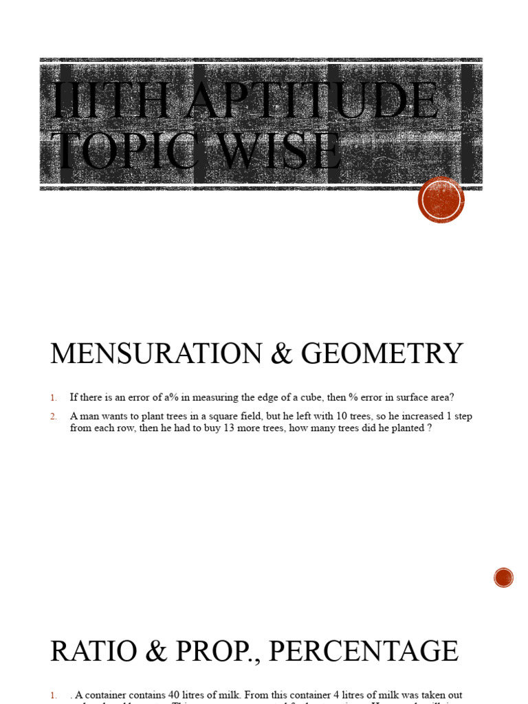 IIITH Aptitude TOPIC Wise Compiled | PDF | Mathematics