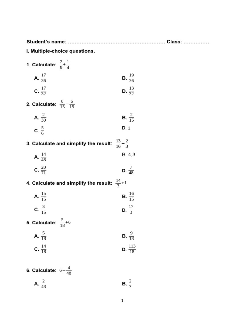 Fraction revision 2 | PDF | Numbers | Elementary Mathematics