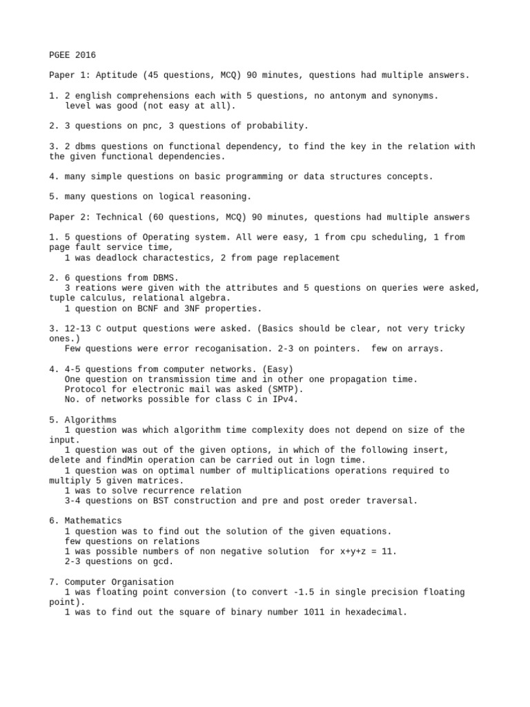 Pgee 2016 | PDF | Computers