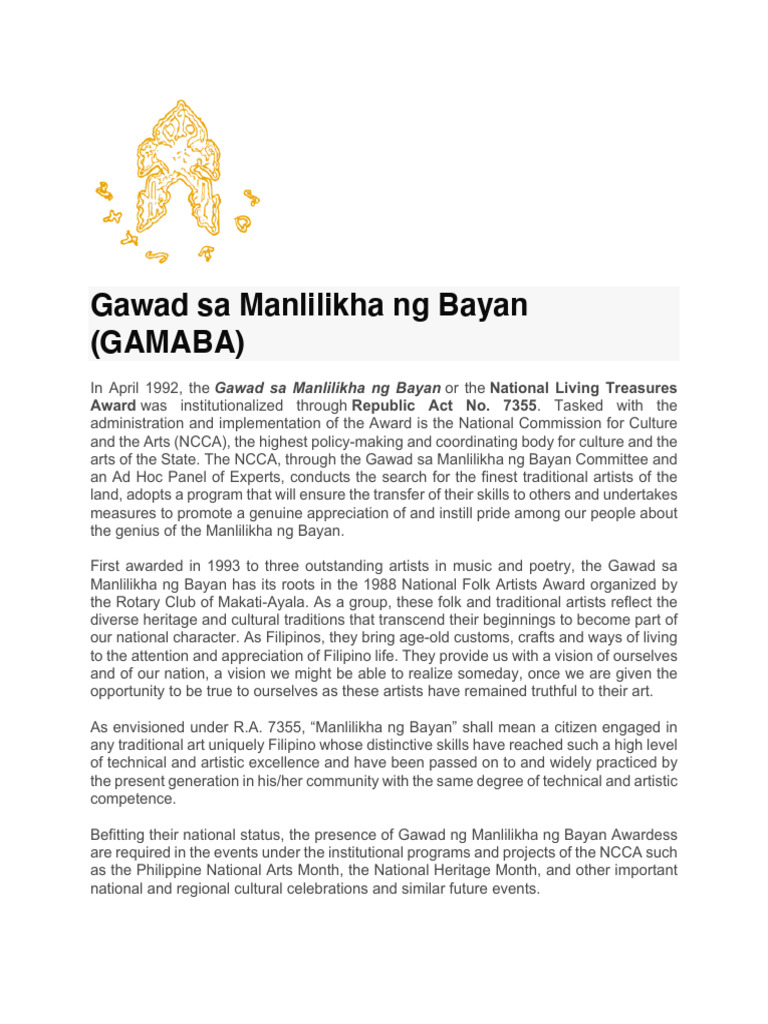 Gawad Sa Manlilikha NG Bayan | PDF | Weaving