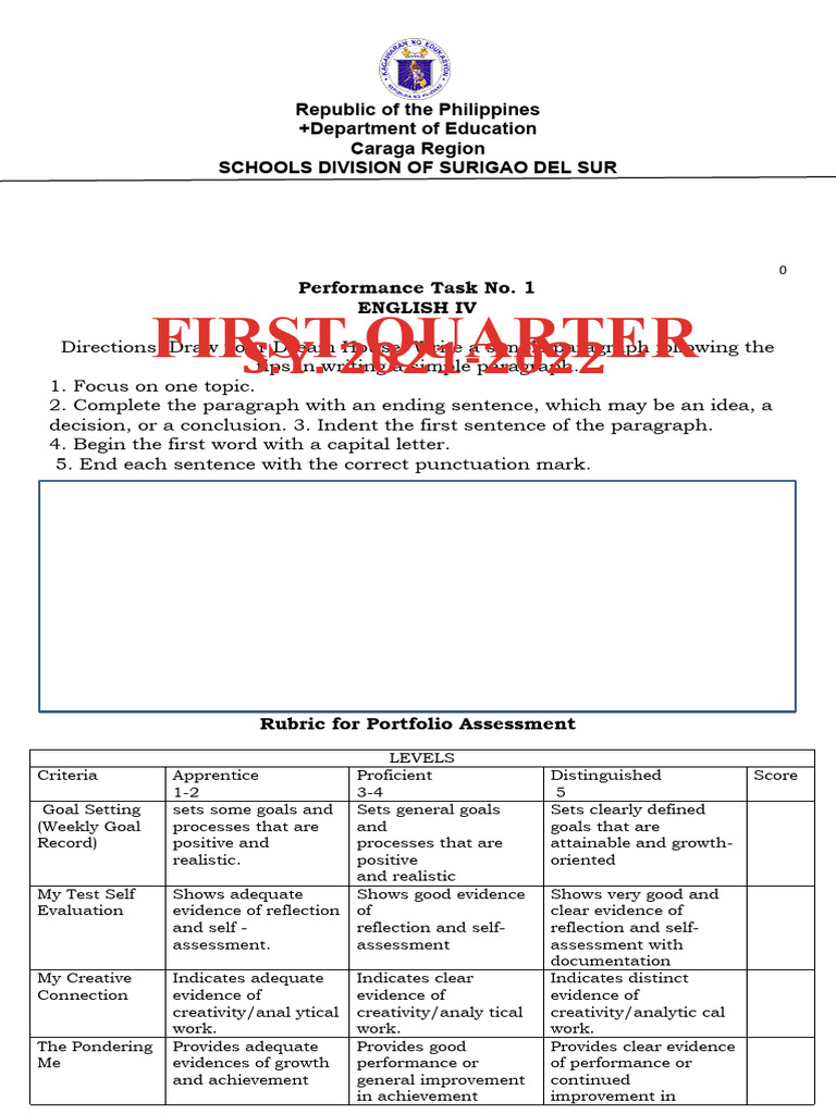 First Quarter Performance Task No. 1 All Subjects | PDF | Paragraph | Rubric (Academic)