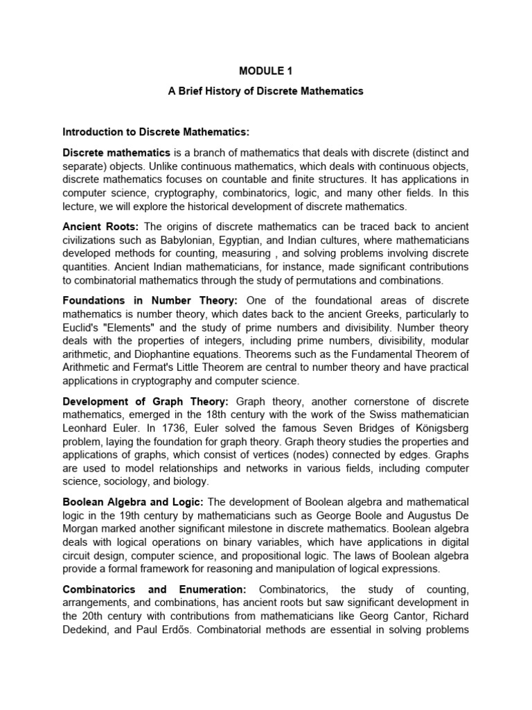 History of Discrete Mathematics | PDF | Discrete Mathematics | Mathematics