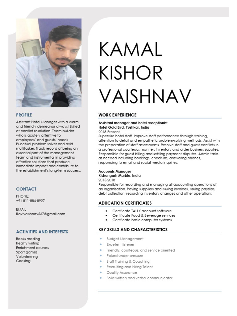 CV Kamal Kishor Vaishnav - Resume | PDF | Career & Growth | Business