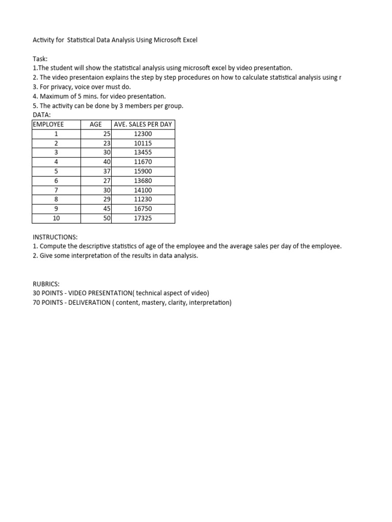 Statistical Analysis in Excel Tutorial | PDF | Art | Computers