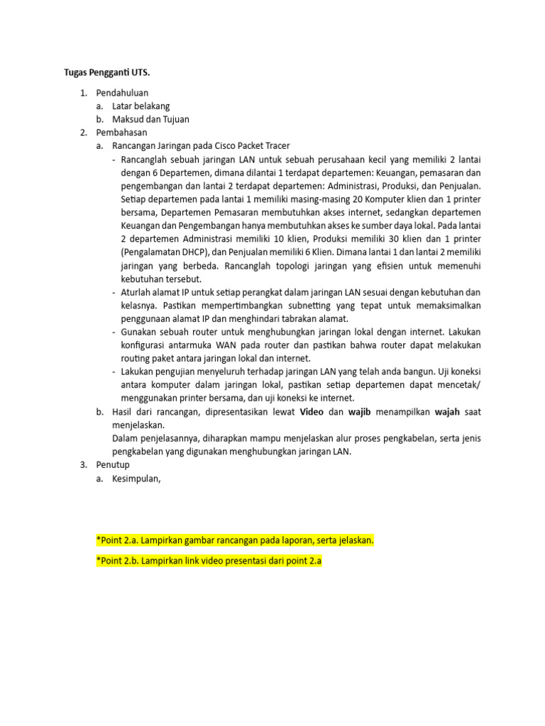 TUGAS UTS Proyek Jaringan Komputer LAN | PDF