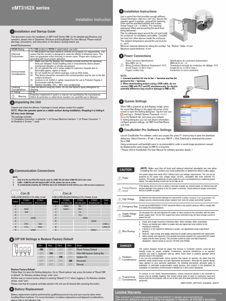 cMT3162X HMI Installation Guide | PDF | User Interface | Computer ...