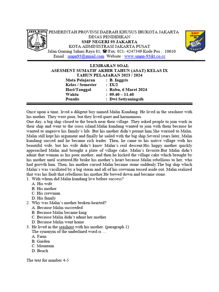 SOAL BING | PDF | Giraffe | Cinderella