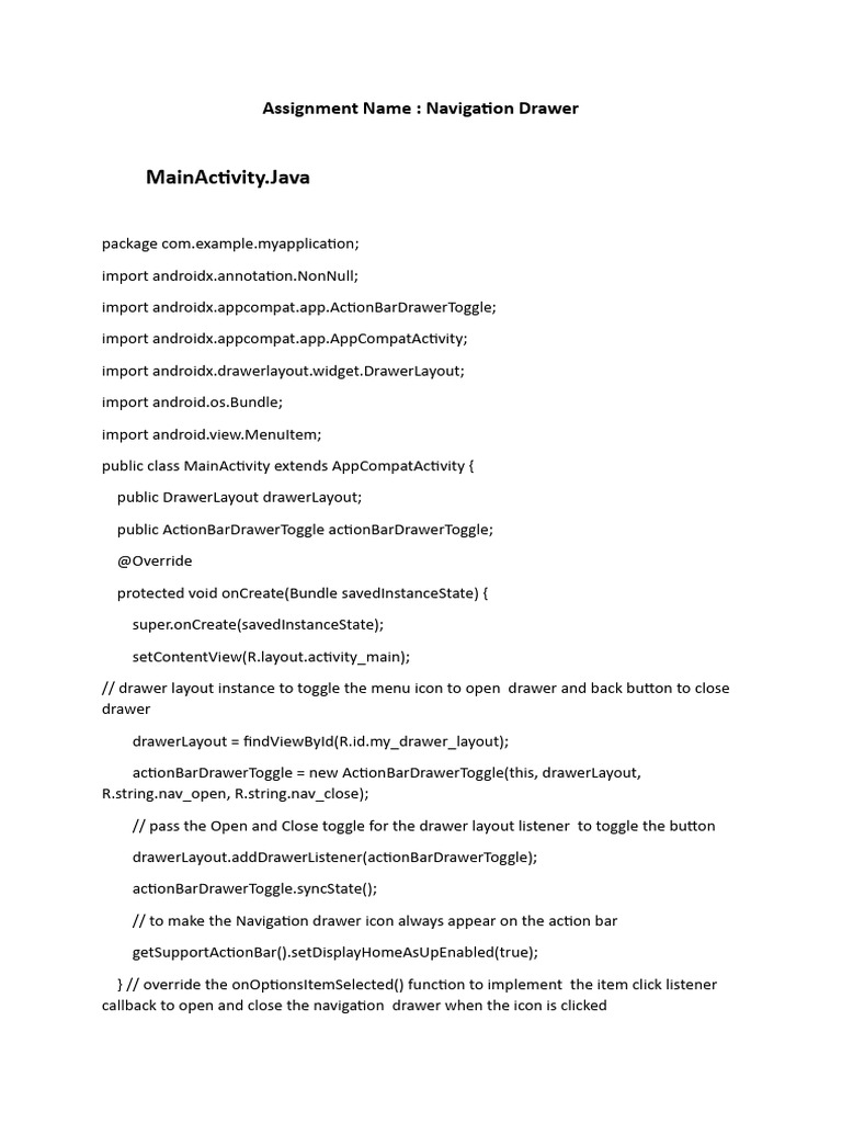 Assignment8 NavigationDrawer | PDF | Android (Operating System ...