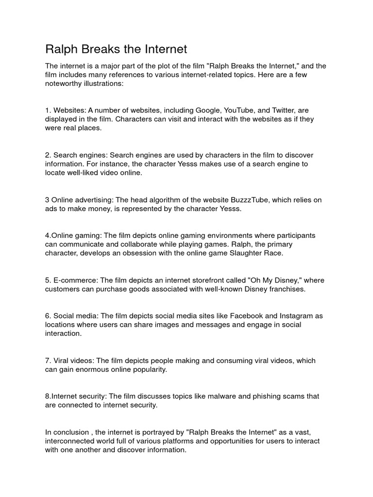 Ralph Breaks The Internet | PDF