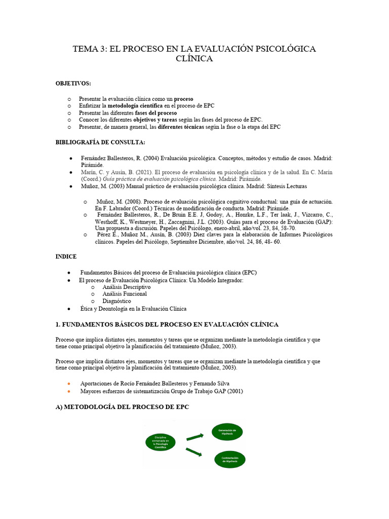 Tema 3 Contextos I | PDF | Sicología | Evaluacion psicologica