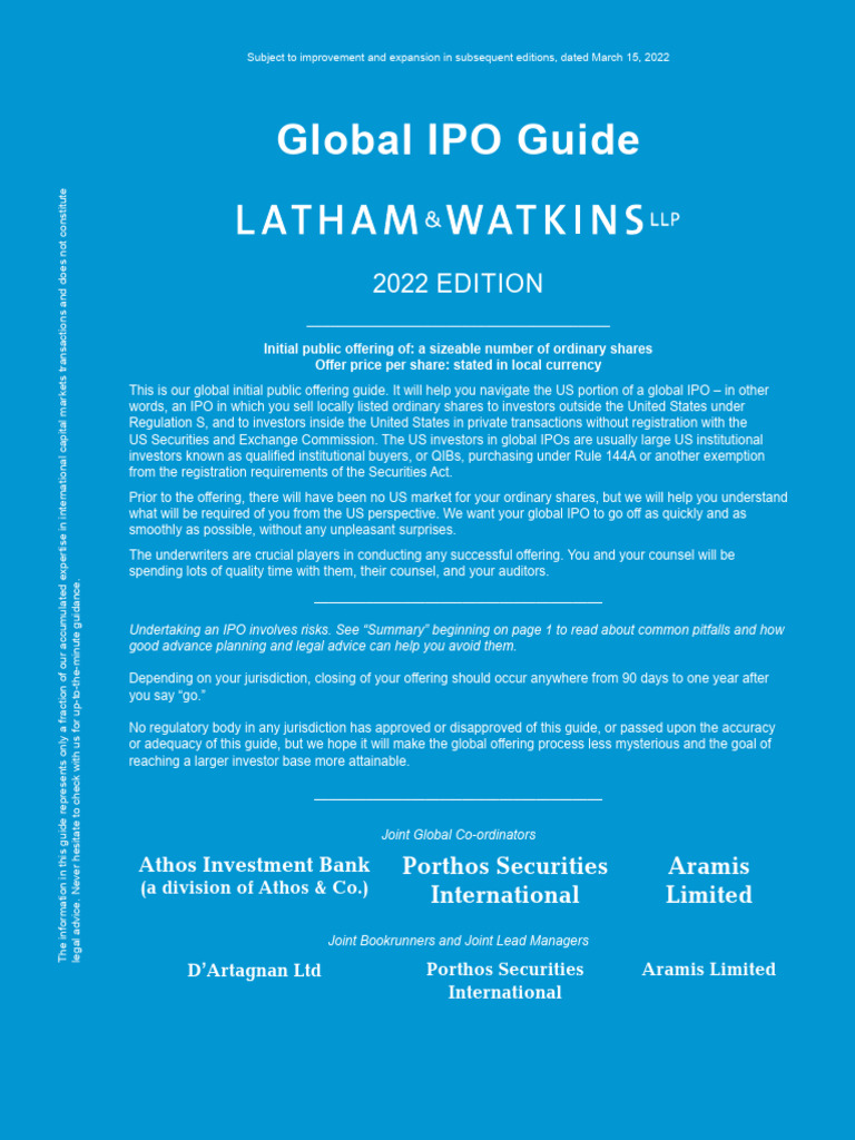 2022 Global IPO Guide - Web | PDF | Securities Act Of 1933 | Initial Public Offering