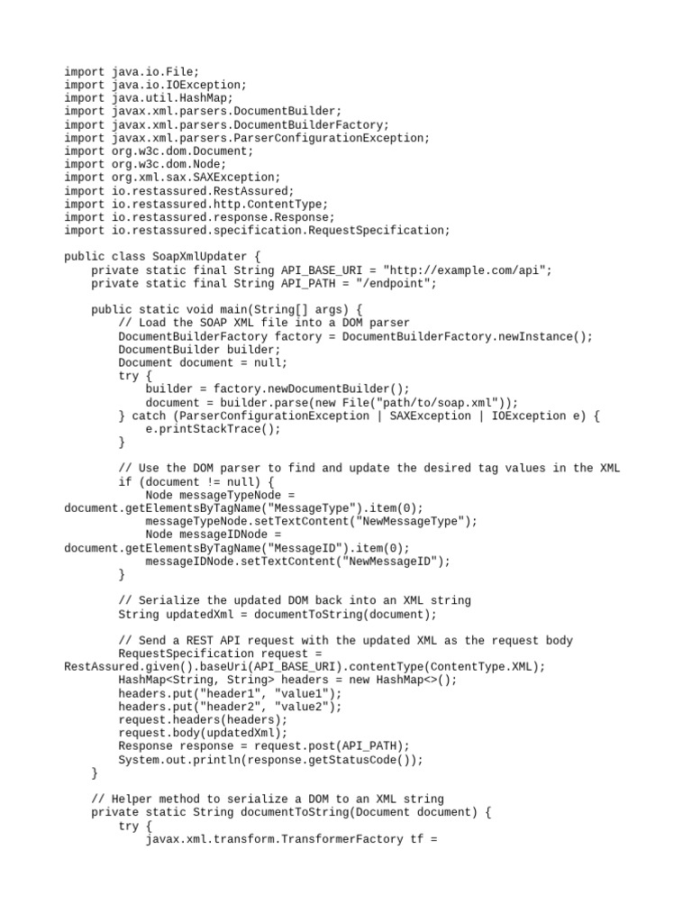 Update SOAP XML and Send API Request | PDF | Xml | Document Object Model