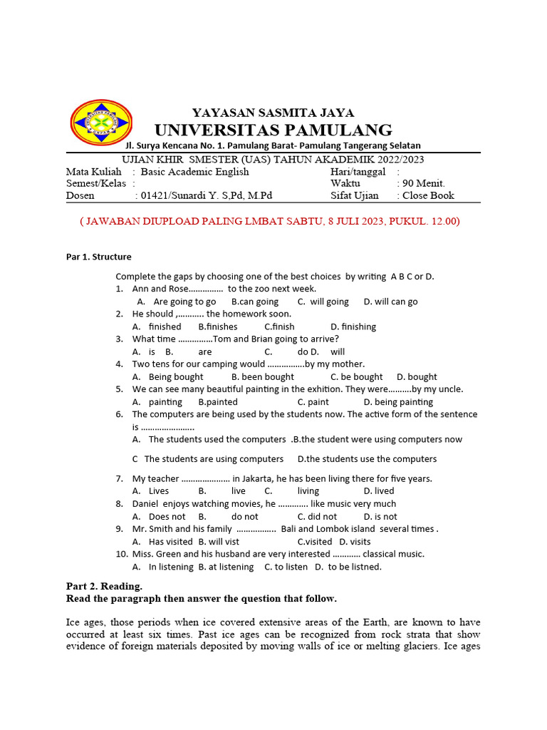 UAS Basic Academic English | PDF | Atrium (Heart) | Heart