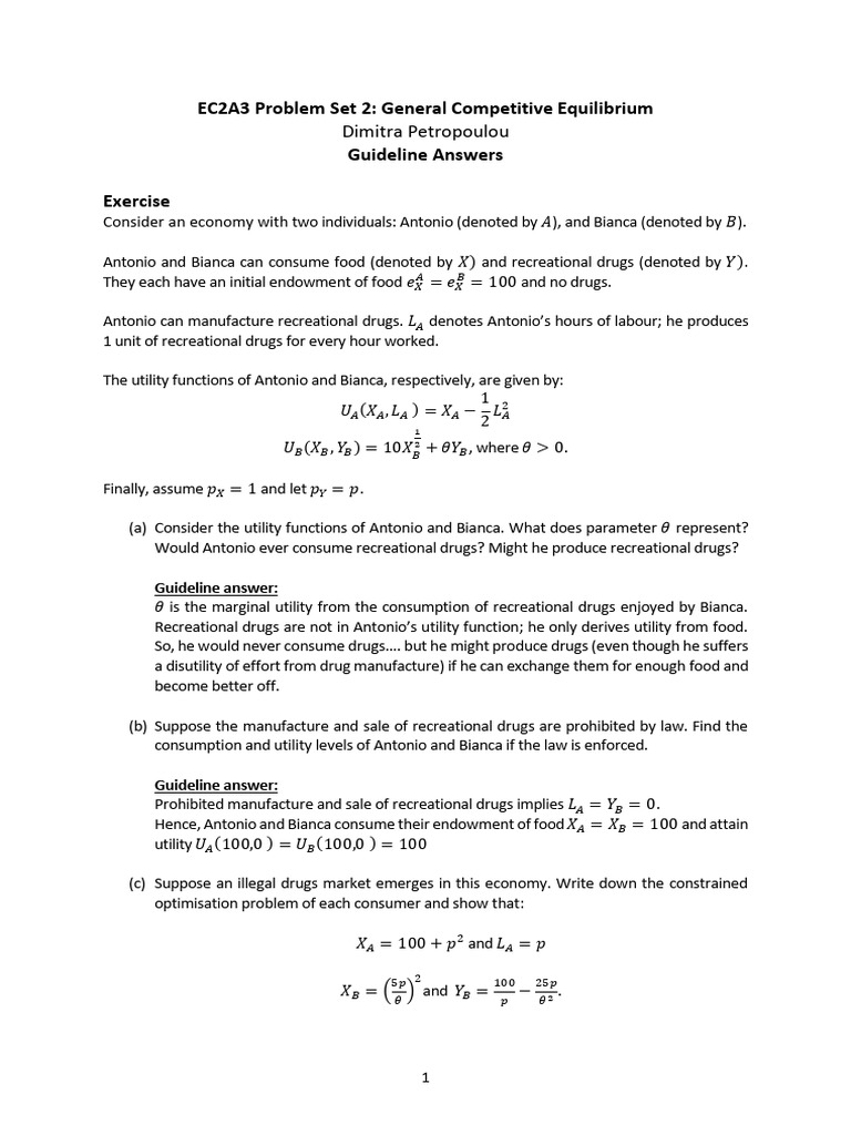 Problem Set 2 Guideline Answers Pdf Utility Infinity