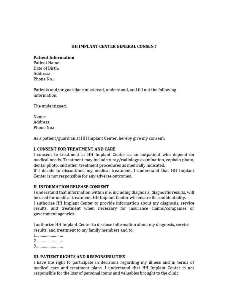 General Consent_English Version | PDF | Medical Diagnosis | Patient
