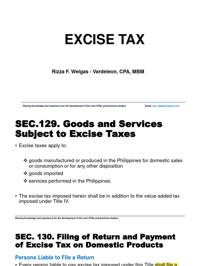 EXCISE TAX Highlighted | PDF | Taxes | Gasoline