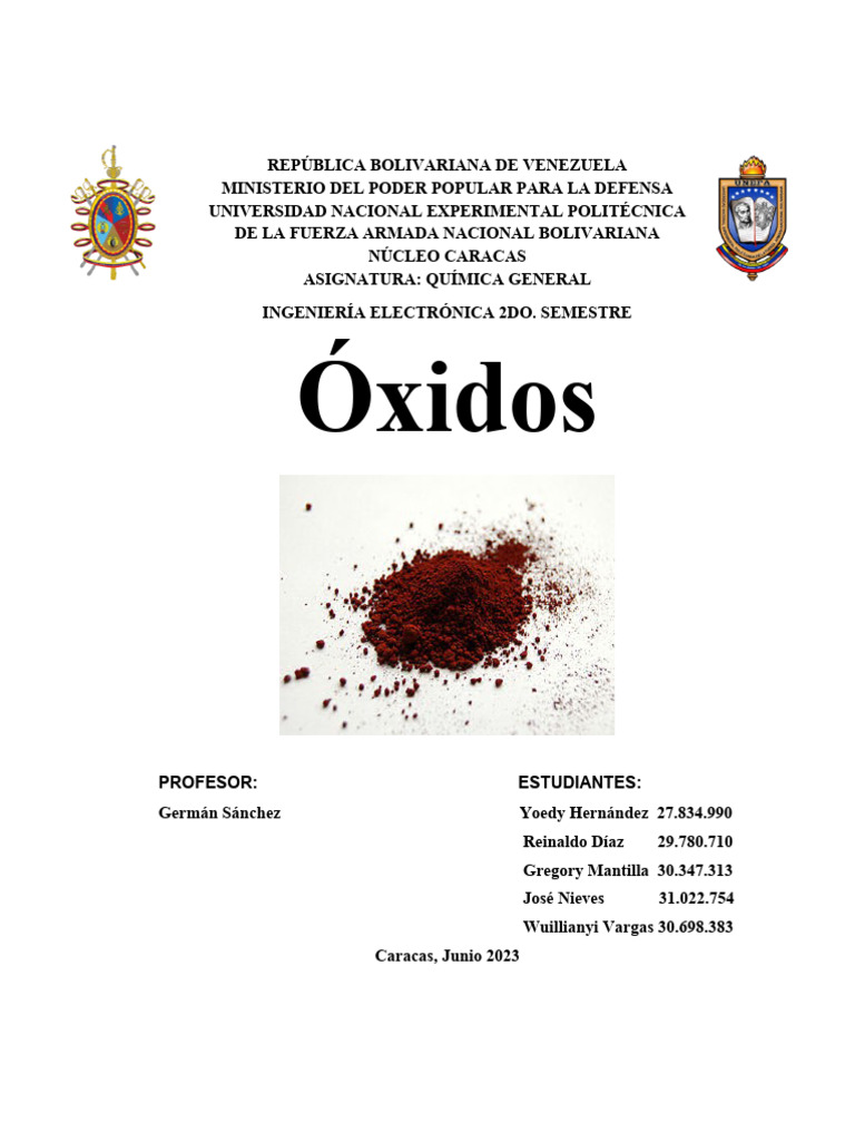 (TRABAJO ESCRITO) Oxidos | PDF | Óxido | Ácido