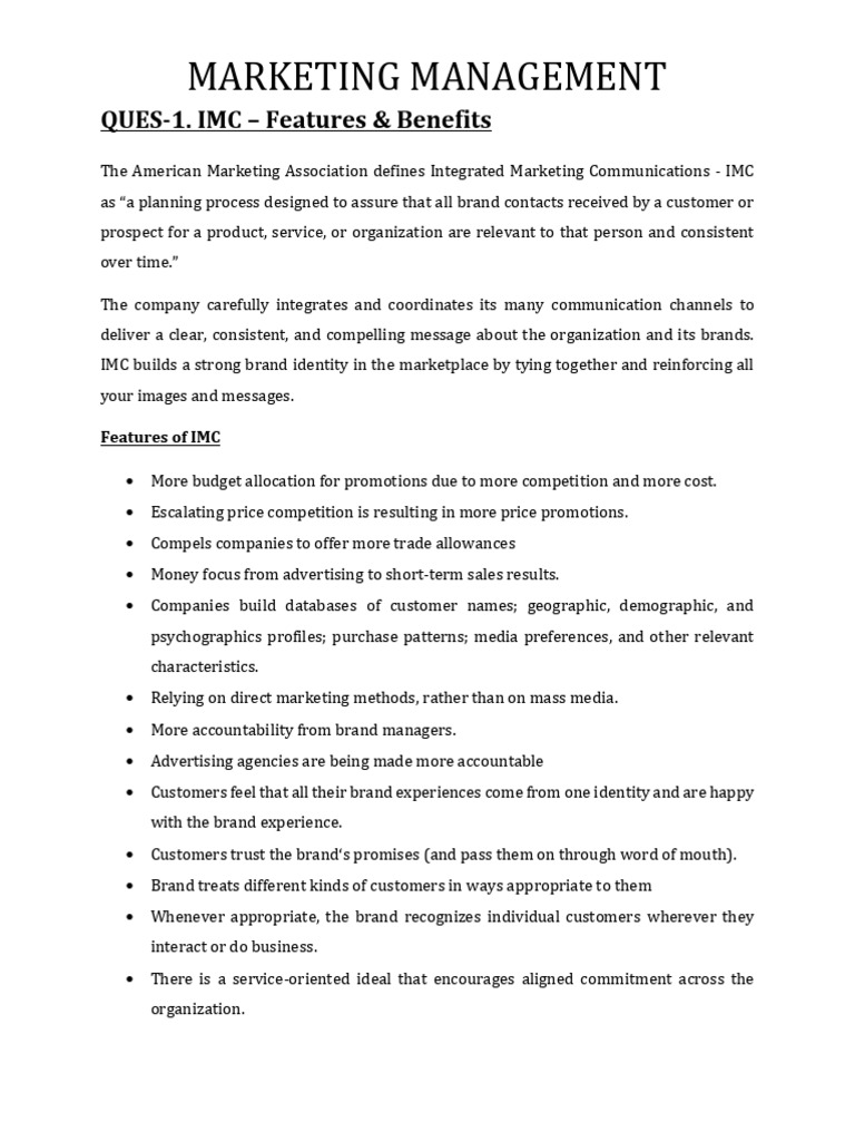 Mkt. Mgt. Final IMP + Solution | PDF | Pricing | Brand