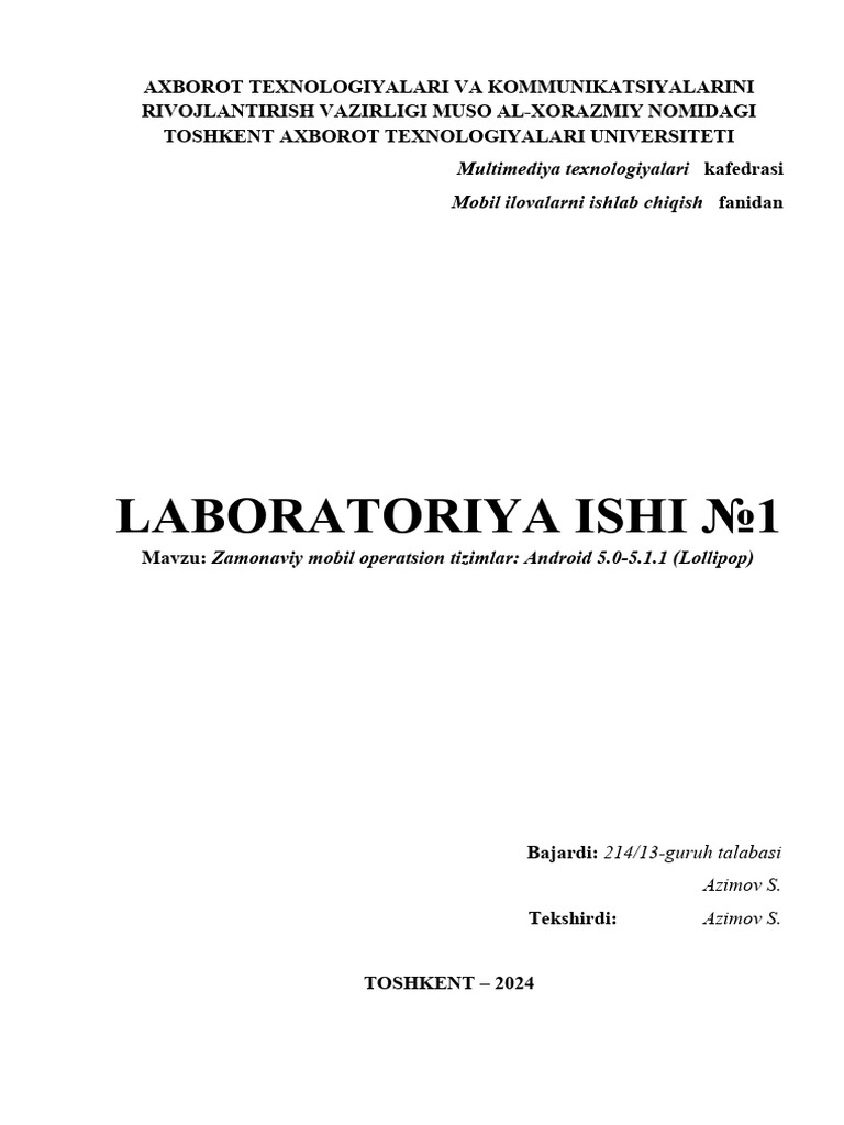 1-Laboratoriya Ishi NAMUNA | PDF
