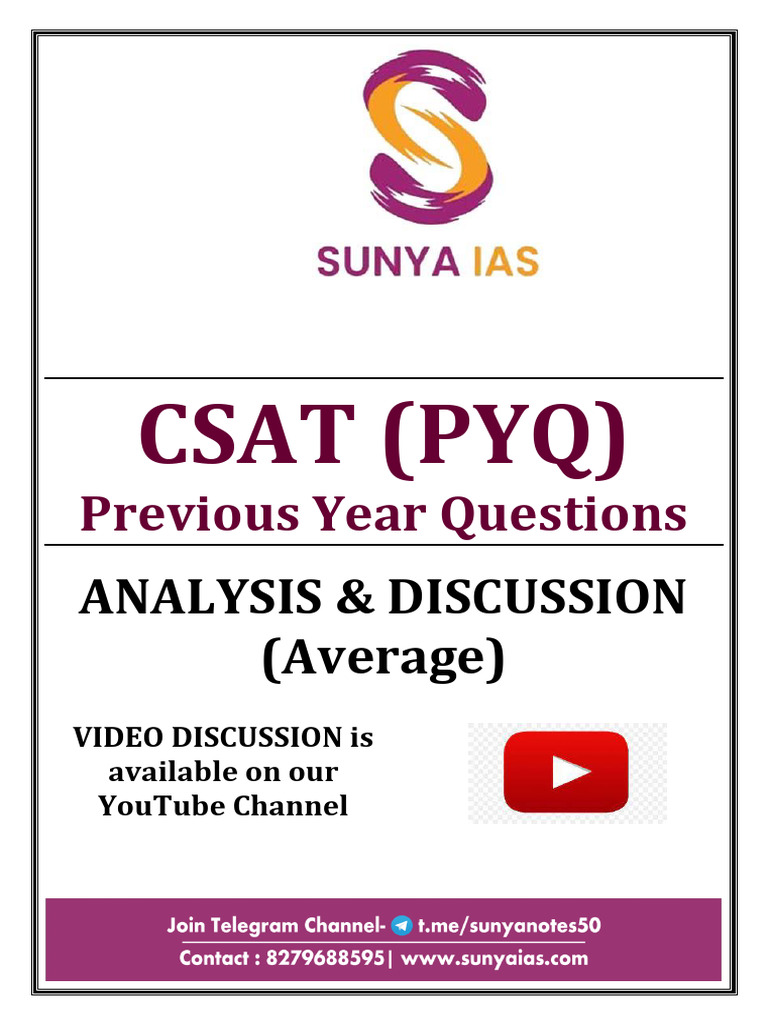 CSAT Previous Year Questions Analysis | PDF