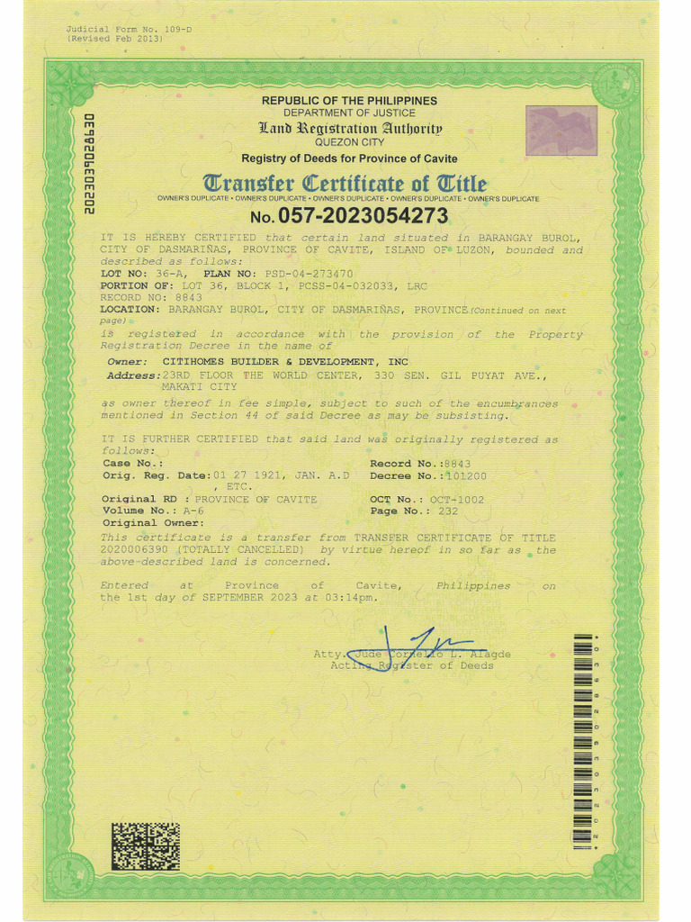 Amaris Dasma PH 2 BLK 1 Lot 36 - Resultants | PDF