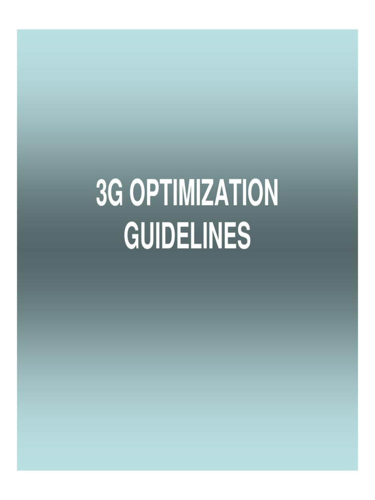 3G OPTIMIZATION v2 | PDF | Software Defined Radio | Telecommunications Engineering