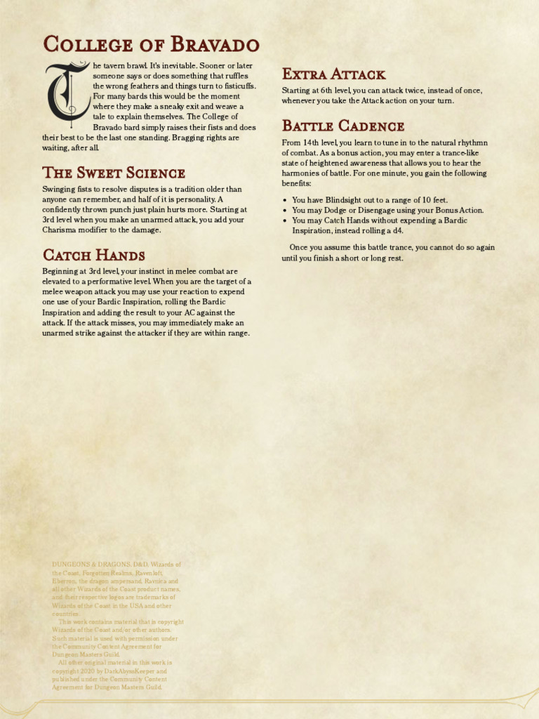 College_of_Bravado_Bardic_College | Download Free PDF | Dungeons ...
