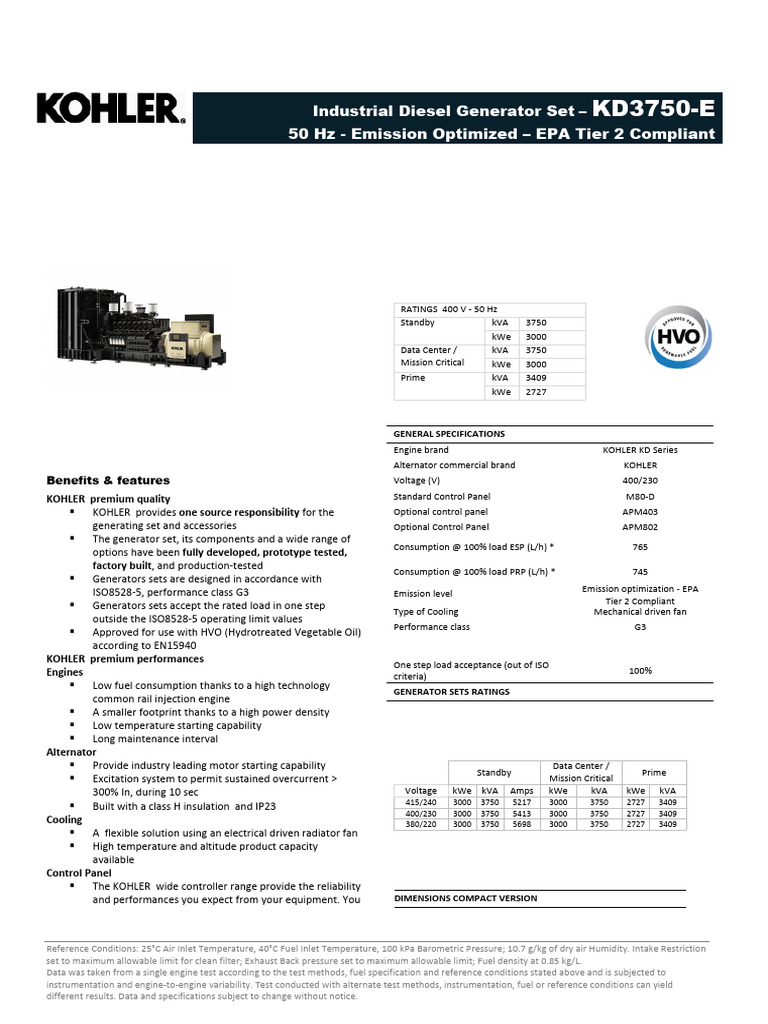 Industrial Diesel Generator Set - 50 HZ - Emission Optimized - EPA Tier ...