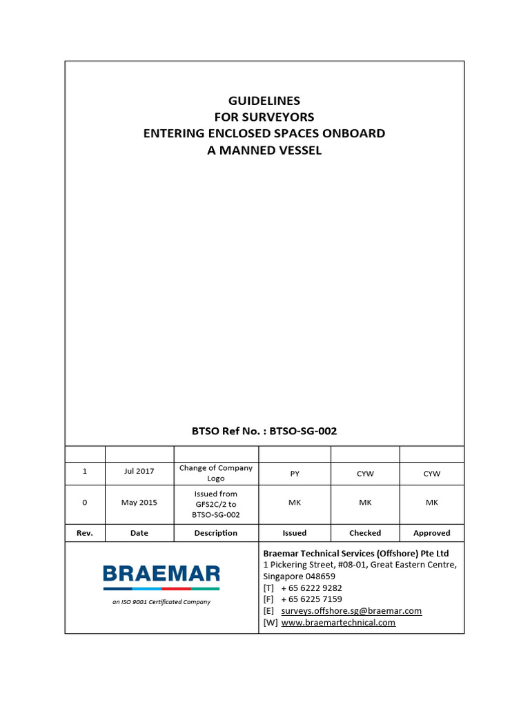 BTSO-SG-002-Enclosed Space Guidelines-Manned Vessel | PDF | Surveying | Oil Tanker