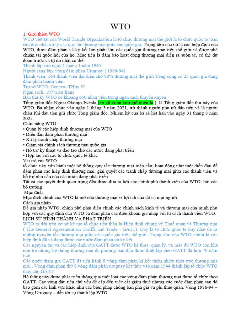 Giới thiệu WTO | PDF
