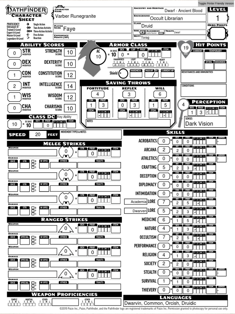 Character Sheet-Fillable-1 | Download Free PDF | D20 System | Role Playing Games