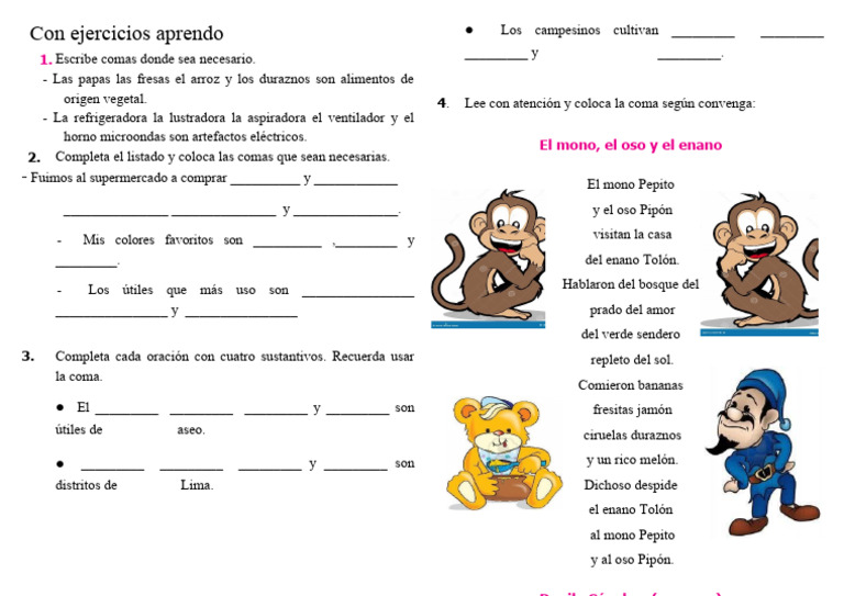 Ejercicios de Comas para Primaria | PDF